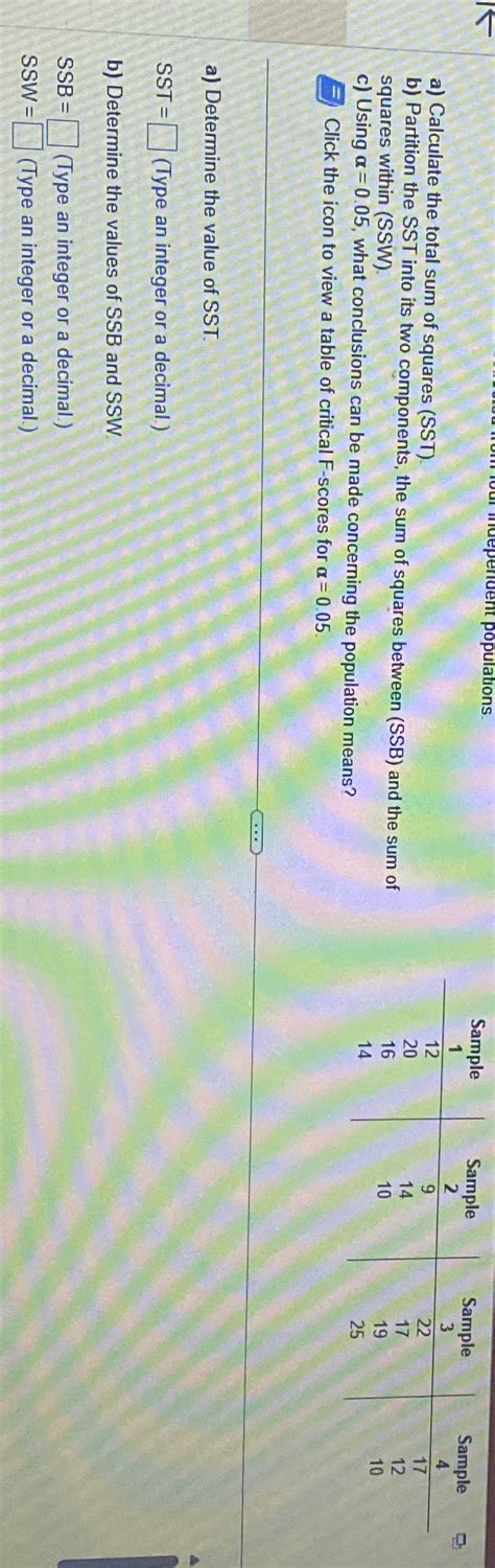 a ﻿calculate the total sum of squares sst b