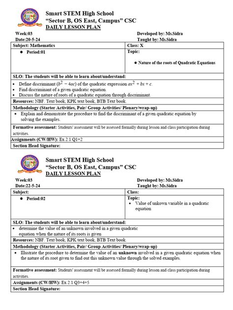 Dlp Maths 10th Week3 Pdf Equations Quadratic Equation