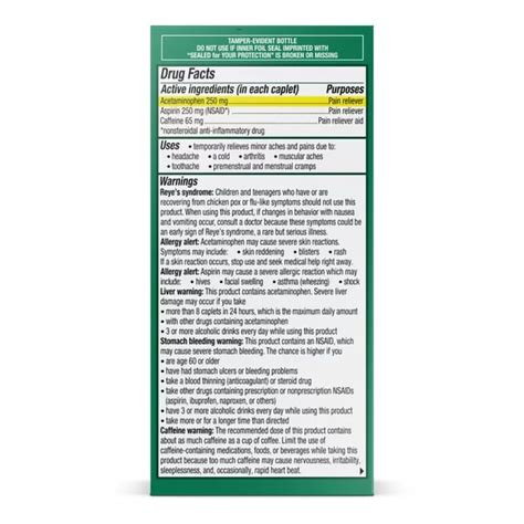 Excedrin® Extra Strength Acetaminophen Aspirin Caffeine Pain Relief