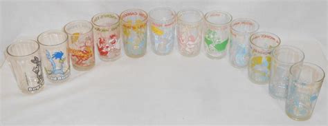 Lot Vintage Lot Of 12 Misc Welchs Character Jelly Glasses
