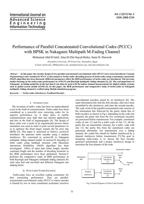 Pdf Performance Of Parallel Concatenated Convolutional Codes Pccc