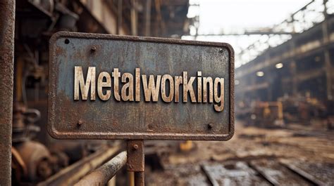 Industrial Metalworking Factory Sign In Rugged Outdoor Setting Moody
