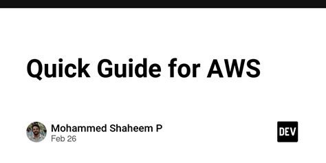 Quick Guide For Aws Dev Community