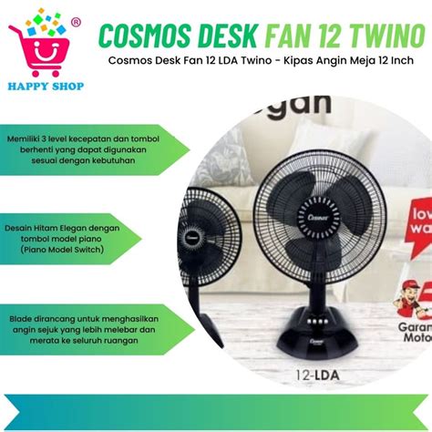 Jual Cosmos Desk Fan 12 Lda Twino Kipas Angin Meja 12 Inch Shopee