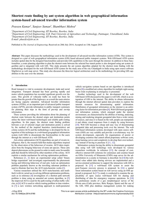 Pdf Shortest Route Finding By Ant System Algorithm In Web Geographical Information System