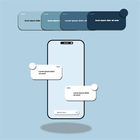 Premium Vector Mobile Messaging Interface Mockup In Blue Theme Premium Vector Mobile Messaging Interface Mockup In Blue Theme