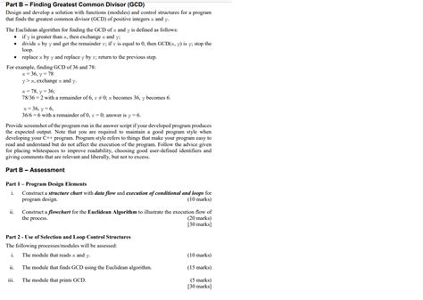 solved part b finding greatest common divisor gcd