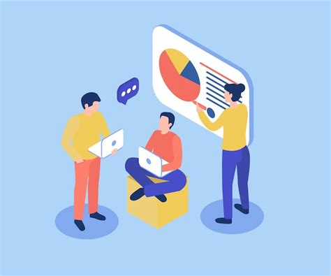 Premium Vector 3d Isometric Illustration Colleagues Discussing A Project In The Comfort Of A