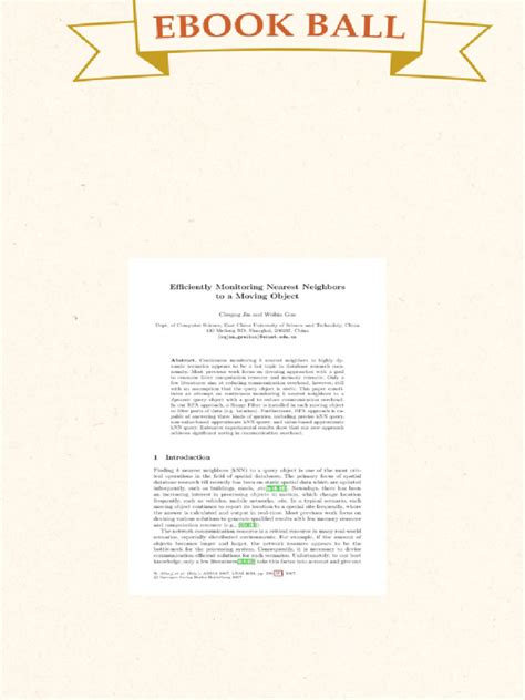 Efficiently Monitoring Nearest Neighbors To A Moving Object 1st Edition By Cheqing Jin Weibin