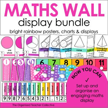 Maths Wall Posters Displays Bright Rainbow Classroom Decor TPT