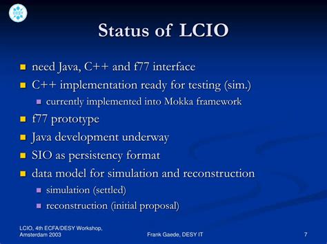 ppt lcio the data model of the persistency framework for lc detector