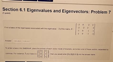 solved section 6 1 eigenvalues and eigenvectors problem 7
