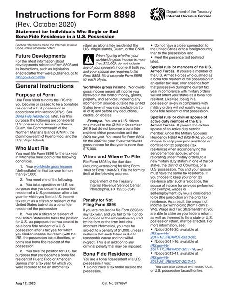 Irs Form 8898 Fillable Printable Forms Free Online