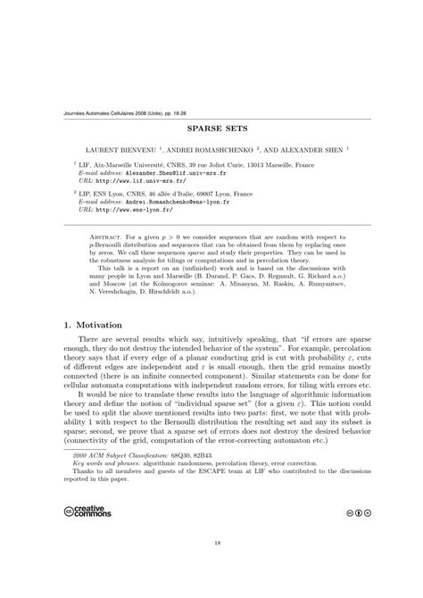 pdf sparse sets