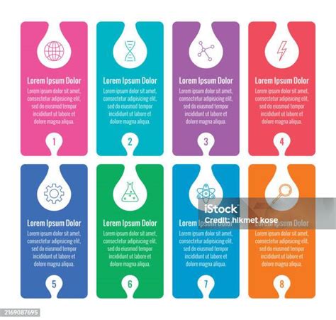 물방울 정보 템플릿입니다 여덟 단계 스티커 인포 그래픽 템플릿 카드 정보 템플릿 개념에 대한 스톡 벡터 아트 및 기타 이미지 개념 개체 그룹 계획 Istock