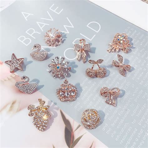 Creative Swan Bowknot Small Brooch Shine Snowflake Flower Star Small Pin Unisex Popular