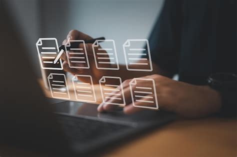 Premium Photo Man On Laptop Manages Online Docs Digital File Storage