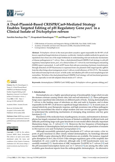 Pdf A Dual Plasmid Based Crisprcas9 Mediated Strategy Enables Targeted Editing Of Ph
