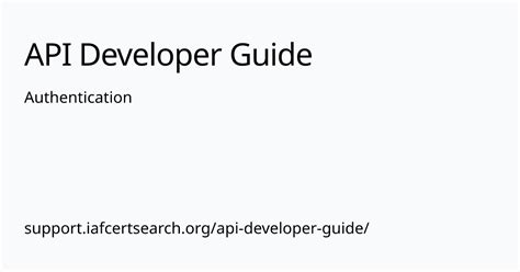 Authentication API Developer Guide