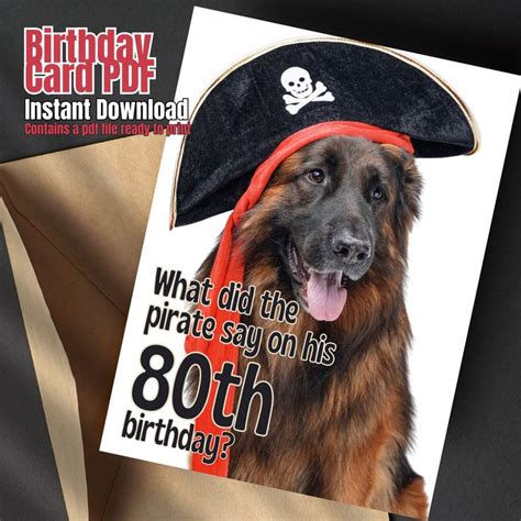 Funny 80th Birthday Card Instant Download Pdf Card Happy Birthday