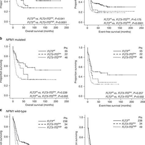 Kaplan Meier Survival Curves For Os And Efs Stratified By The Flt3 Itd Download Scientific