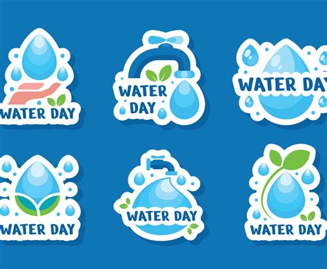 Water Day Sticker Collection Vector Art And Graphics