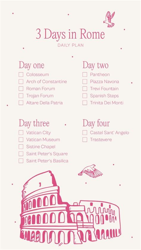 4 Days In Rome • Daily Plan Italy Trip Itinerary Travel Tours