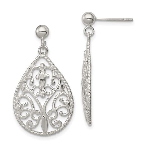 925 Sterling Silver Polished Diamond Cut Post Earrings
