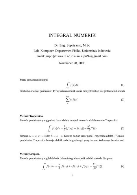 Pdf Gkuliahkomputasikomputasi Fisikaintegral Numeric · Pdf