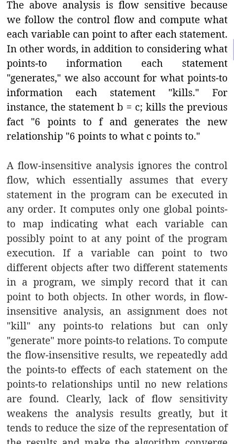 Solved The Above Analysis Is Flow Sensitive Because We Chegg