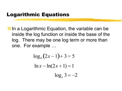 7 6 Solving Logarithmic Equations Pptx Physics Science
