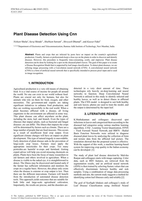 PDF Plant Disease Detection Using Cnn