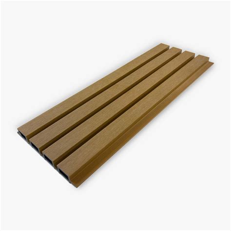 Cedar Light Brown Slatted Composite Cladding Flush Corner Profile Envirobuild