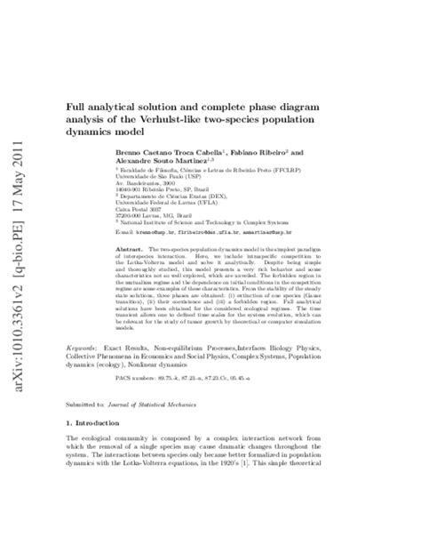 Pdf Full Analytical Solution And Complete Phase Diagram Analysis Of
