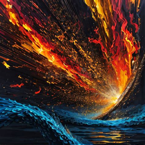Waves Made Of Fire And Water Stock Illustration Illustration Of