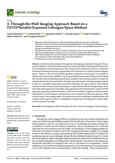 Pdf A Through The Wall Imaging Approach Based On A Tsvdvariable