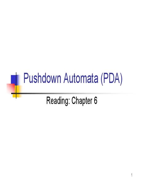 Pushdown Automata Pda Reading Chapter 6 Pdf Models Of