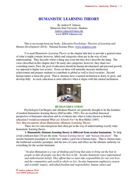 Humanistic Learning Theory Pdf