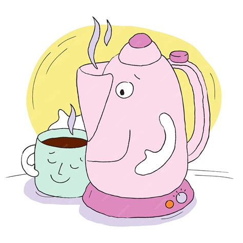 Chaleira Com Vapor E Xícara De Chá Doodles Vetor Premium