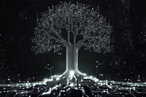 Artificial Intelligence Tree With Glowing Circuits Symbolizing