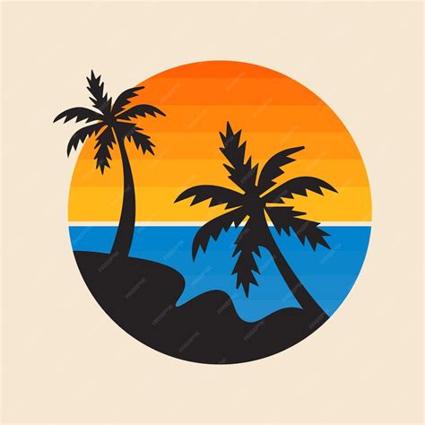 Premium Vector Beach Palm Tree Sunset Vector
