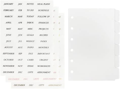 Amazon Com MultiBey Clear Binder Dividers A Size Frosted PP Index Divider Tabs With Tab