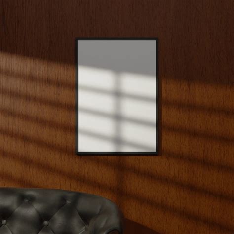 2 Clean Simple Portrait Frame Mockup Poster On Clean White Wall Above Chesterfield Images Stock