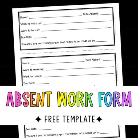Absent Work Form By Busy Miss Beebe Tpt