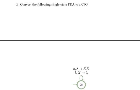 2 convert the following single state pda to a cfg
