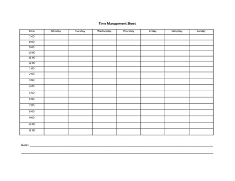 Time Management Sheet Template Download Printable PDF Templateroller