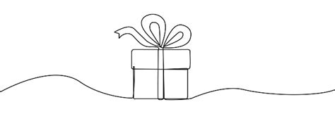 선물 상자 한 선 그리기 연속 한 줄 선물 상자 리본 활과 함께 선물 손으로 그린 인사말 선물 상자 라인 아트 크리스마스 서프라이즈 귀여운에 대한 스톡 벡터 아트 및 기타