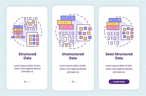 Premium Vector Types Of Big Data Onboarding Mobile App Screen