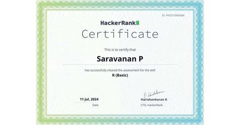 saravanan p on linkedin hackerrank skill certificate
