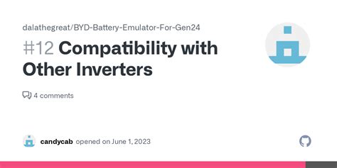 Compatibility With Other Inverters Issue Dalathegreat BYD Battery Emulator For Gen